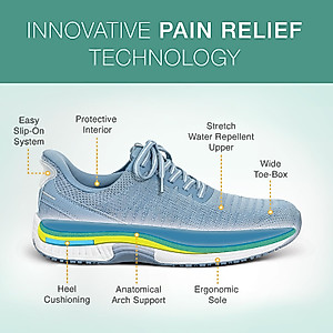 Orthofeet Women's Orthopedic Blue Knit Kita Hands-Free Sneakers, Size 10.5