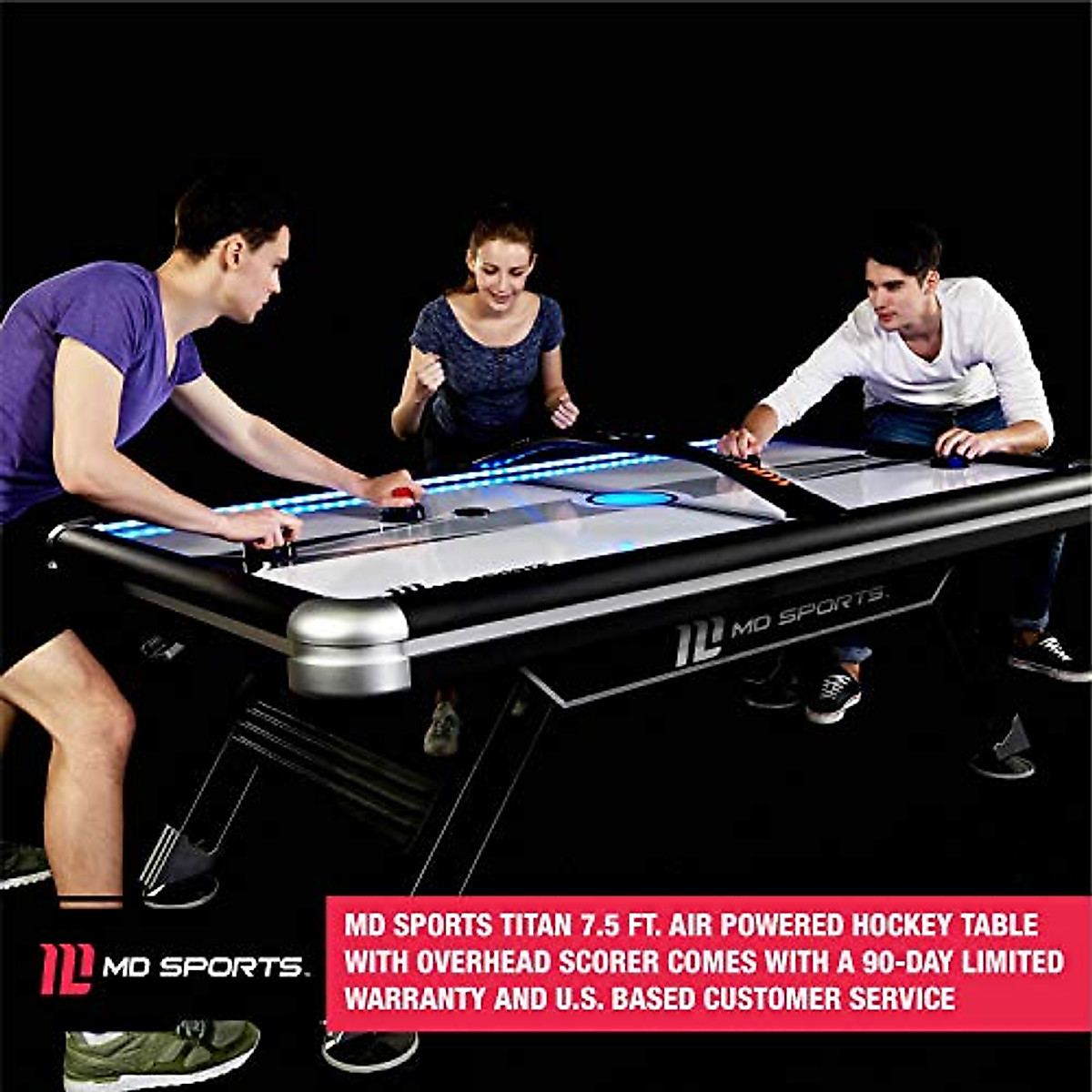 MD Sports 7.5' Titan Air Powered Hockey Overhead Score Table With Pusher and Puck Set