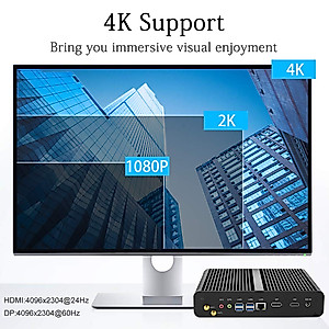 msecore Mini PC, Fanless Desktop Computer with i7 8th Processor, 8G DDR4 RAM | 256G NVME SSD, 4K@60HZ, HDMI, DP, Dual Display, WiFi 6, Bluetooth5.1, WOL, Support Auto Power On, Windows 11 Pro