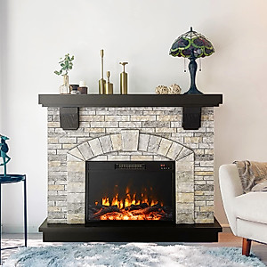 Cloud Mountain Electric Fireplace with Mantel, Tall Fire Place Heater Freestanding with Remote Control Timer LED Flame for Living Room Bedroom