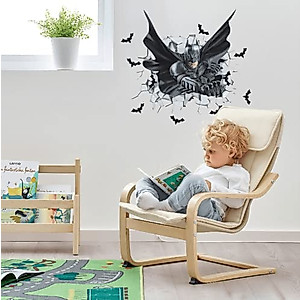 Boys Wall Decals Vinyl Superhero Wall Stickers Peel and Stick Hero Bat Man Wall Decor for Kids Bedroom Living Room Baby Boy Nursery