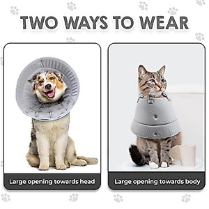 Florez Soft & Foldable Recovery Cone for Pets: Cats & Dogs EasyClean Design Small & Medium (Medium), Grey