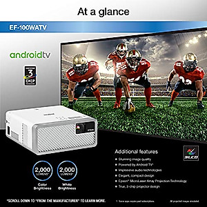 Epson EF-100 Smart Streaming Laser Projector with Android TV - White
