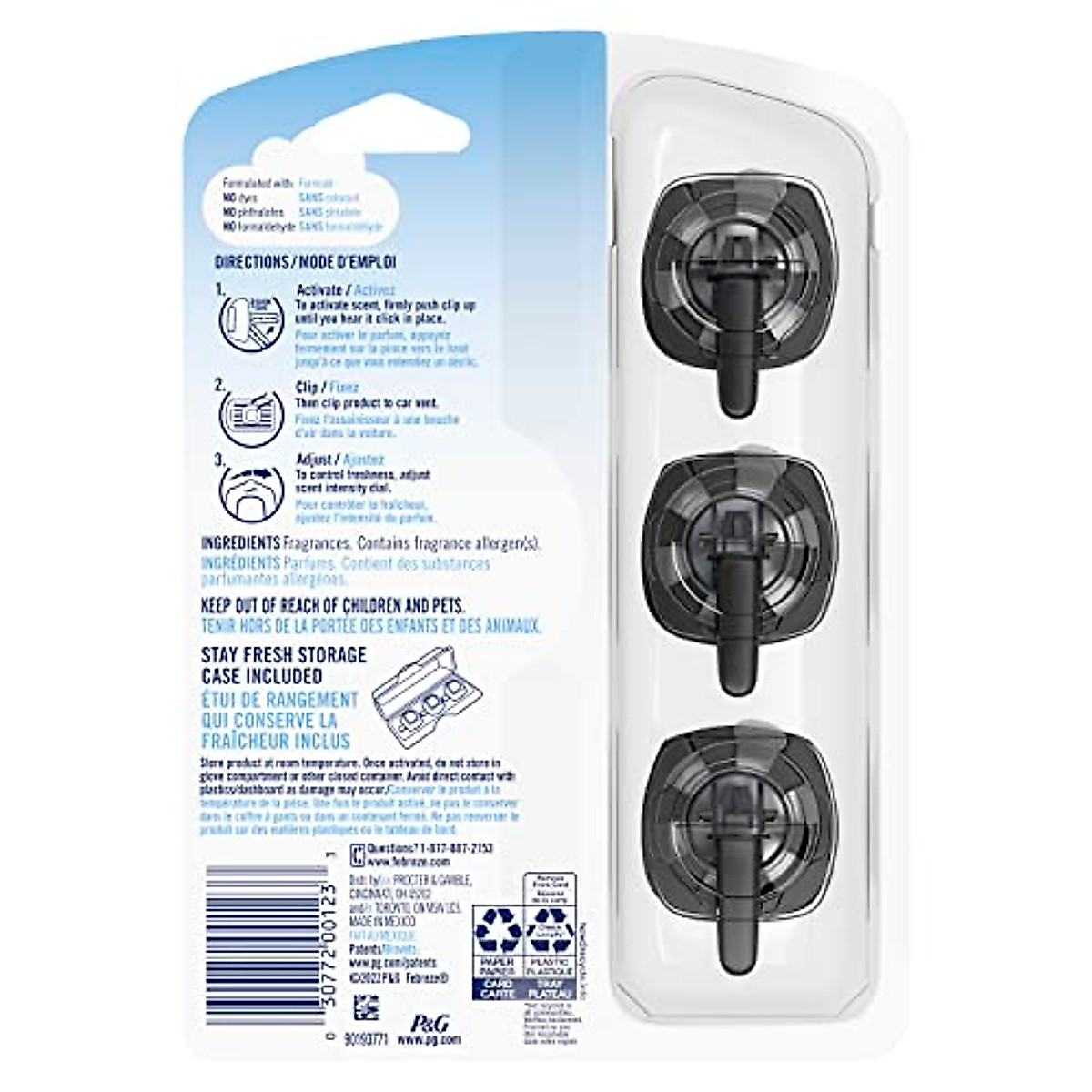 Febreze Old Spice Car Air Fresheners, Old Spice Scent, Odor Fighter for Strong Odor, Car Vent Clips (3 Count) (Pack of 2) Multicolor