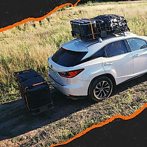 Mockins 16 Cu.Ft. Trailer Hitch Cargo Carrier Bag | 58"x20"x24" Abrasion-Resistant Vinyl Waterproof Cargo Bag for Hitch Carrier | All-Weather Truck Bed Storage Set w/Straps, Bag Lock, & Carry Bag