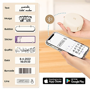HPRT H11 Label Maker with Tapes, H11 Thermal Mini Label Printer Bluetooth Wireless for Storage, Home, Office, Classroom,Kids Items Organization Compatible with iPhone Android (5 Tapes Included)