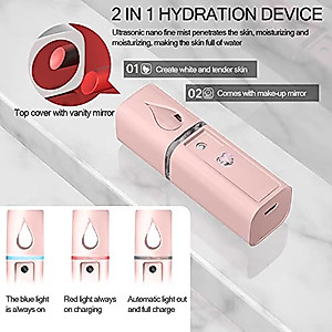 55 PCS lash Fan Dryer for Eyelash Extensions,USB Air Conditioning Blower, Mini Mister for Lash Extensions, Adjustable 270 Degree Lash Mirror, 2 Lash Shampoo Brushes, 50 Eyelash Mascara Brush (Pink)