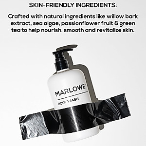 MARLOWE. No. 103 Mens Body Wash 16 oz, Energizing and Refreshing with Moisturizing Natural Willow Bark & Green Tea Extracts, Fresh Pine & Agarwood Scent