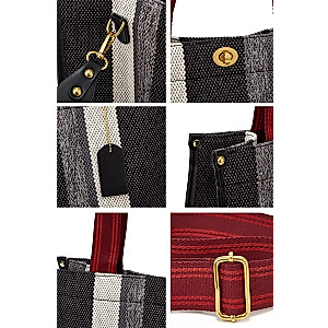 Tote Bag Hobo Bag for Women Canvas Shoulder Bag Chic Crossbody Bag Satchel Large Handbag Color Contrast Stripe