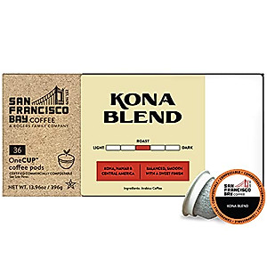 San Francisco Bay Compostable Coffee Pods - Kona Blend (36 Ct) K Cup Compatible including Keurig 2.0, Medium Roast