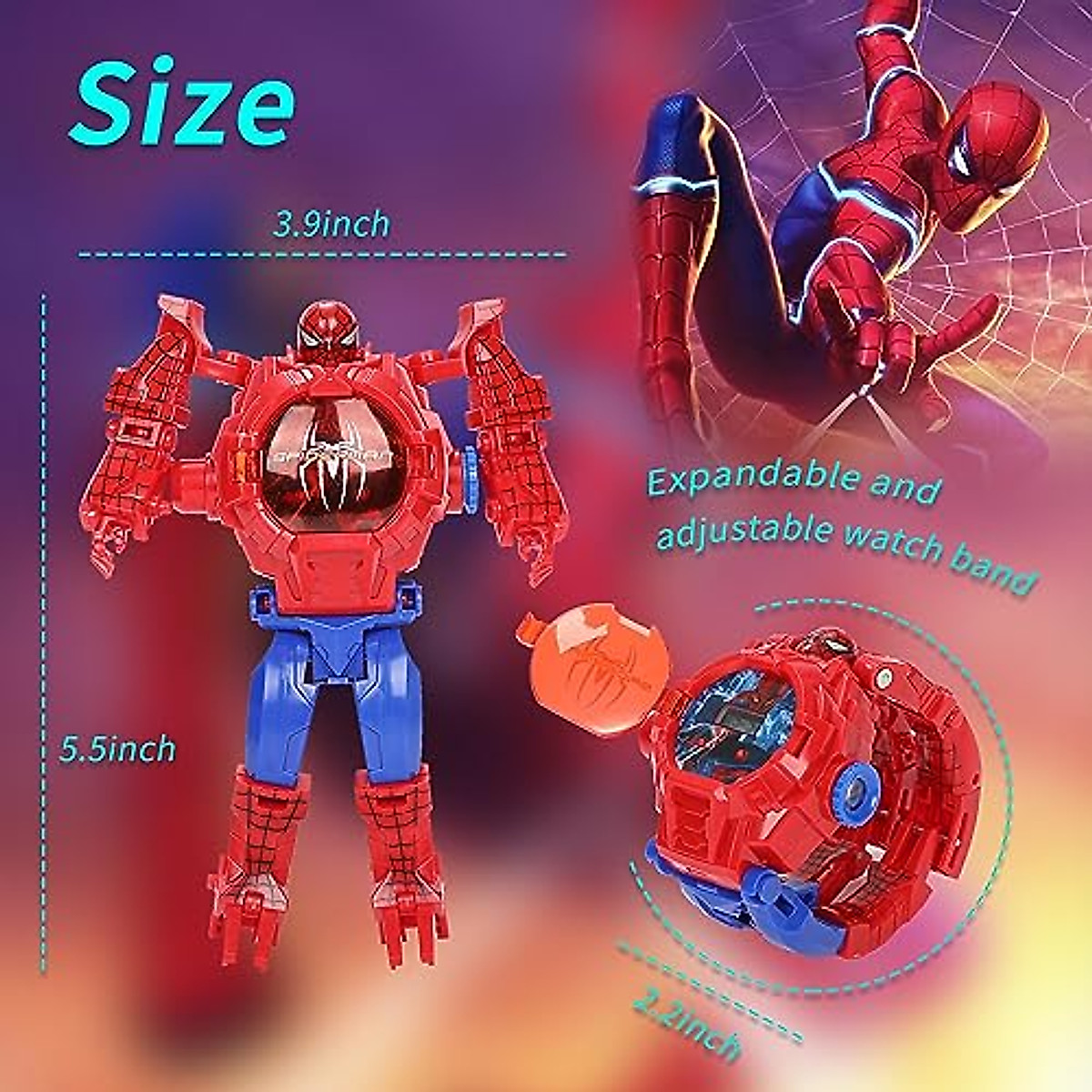 Ocomuan Super Hero 3D Projection Watch - Digital Wall Clock with 21 Hero Images, Suitable for Boys 6-12