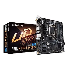 GIGABYTE B660M DS3H AX DDR4 (B660/ Intel/LGA 1700/ Micro-ATX/ DDR4/ Dual M.2/ PCIe 4.0/ USB 3.2 Gen2 Type-C/ 2.5GbE LAN/Motherboard)
