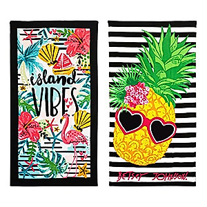 Betsey Johnson - Beach Towel Set, Highly Absorbent & Fade Resistant Beach Accessories, Ideal for Pool, Picnic, or Beach (Island Vibes & Chill Pineapple, 2 Piece)