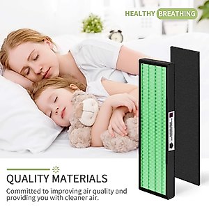 【Upgraded】Nisreen FLT5000 Filter-C True HEPA Filter Compatible with Germ-Guardian Filter C AC5250PT AC5000E AC5300B AC5350W for Improving Moist Conditions, 4 H13 HEPA & 4 Extra Carbon Pre-Filters