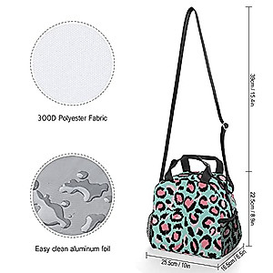 Leopard Reusable Insulated Lunch Bag, Portable Cooler Lunch Box for Boys and Girls, Lunch Tote Bag with Adjustable Shoulder Strap for Work, Picnic, Travel