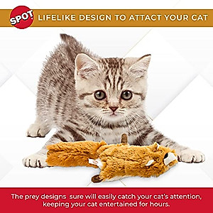 SPOT by Ethical Products Flippin’ Skinneeez Flopping Interactive Realistic Flopping Wiggling Moving Potent Catnip Cat Toy for Indoor Cats - Squirrel (54635)
