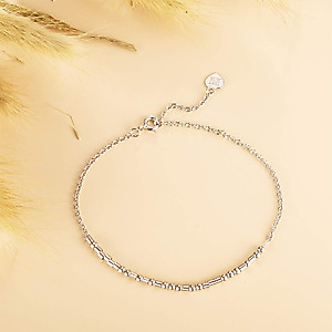 NINAMAID Morse Code S925 Sterling Silver Bracelet for Women Beads Jewelry Mother inspirational Bracelet Birthday Gifts for Mom women (You are Loved)