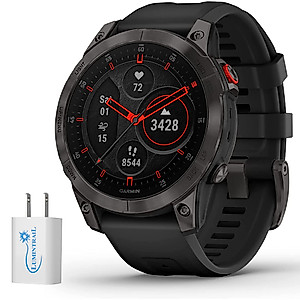 Lumintrail Garmin Epix Gen 2, Premium Active Smartwatch, Health and Wellness Features, Touchscreen AMOLED Screen, Smart Watch for Men & Women, Black Titanium, with a Wall Plug