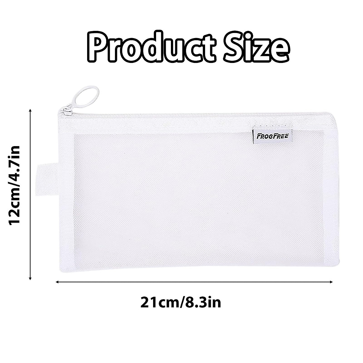 JANEMO 2 Pack Clear Pencil Pouch, Clear Pencil Case, Pencil Bags, Clear Pouch, Clear Makeup Pouc, Clear Make Up Bag, Portable Office Stationery Storage Pouch, White