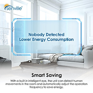 Senville AURA Series Mini Split Air Conditioner Inverter Heat Pump, 9000 BTU, Works with Alexa, Energy Star, White