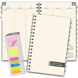 Global Printed Products, 2024 Essential 5"x8" Monthly, Weekly Planner with Tabs - 14 Months (November 2023 Through December 2024) - Professional, Easy-to-Use Frosted Vinyl Covers for Extra Protection