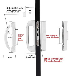 naubea Sliding Patio Door Handle Replacement Parts, Sliding Glass Door Handle Set Without Key, Replace Old or Damaged Sliding Door Lock, Fit 1-1/2" to 1-3/4" Thick Doors, 3-15/16" Screw Hole Spacing