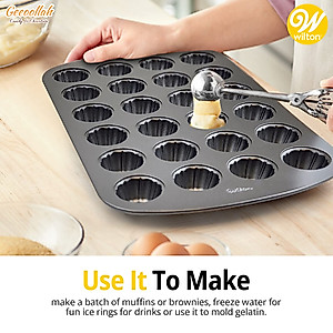 Wilton Mini Fluted Tube Pan – 24-Cavity Cake Pan – Easy To Use Cupcake Pan for Unique Baking Goods – Durable and Reliable Steel Pan with Non-Stick Coating – 16.5 x 10.5 inches