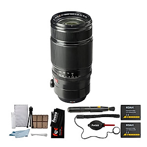 Fujifilm XF 50-140mm f/2.8 R LM OIS WR Lens Bundle with Cleaning Brush Tool, Two-Pack Rechargeable Battery and Dual Charger, Dust Blower, Cloth and Cap Keeper and Camera Accessory Kit (7 Items)