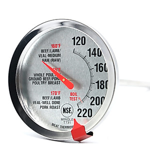 Cooksio 2.5 inch Analog Dial Oven Safe Meat Thermometer -Leave in Meat Thermometer for Oven - Deep Fry Thermometer for Meat, Chicken, Turkey, Deep Frying, Oil & Candle Making - Oven, & Dishwasher Safe