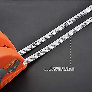 Edward Tools Long Measuring Tape with Retractable Closed Reel - Flexible Fiberglass Roll - SAE/METRIC - For Outdoor, Construction, Sports, Golf, DIY - Strong Belt Clip - Metal Hook End (60 Foot)