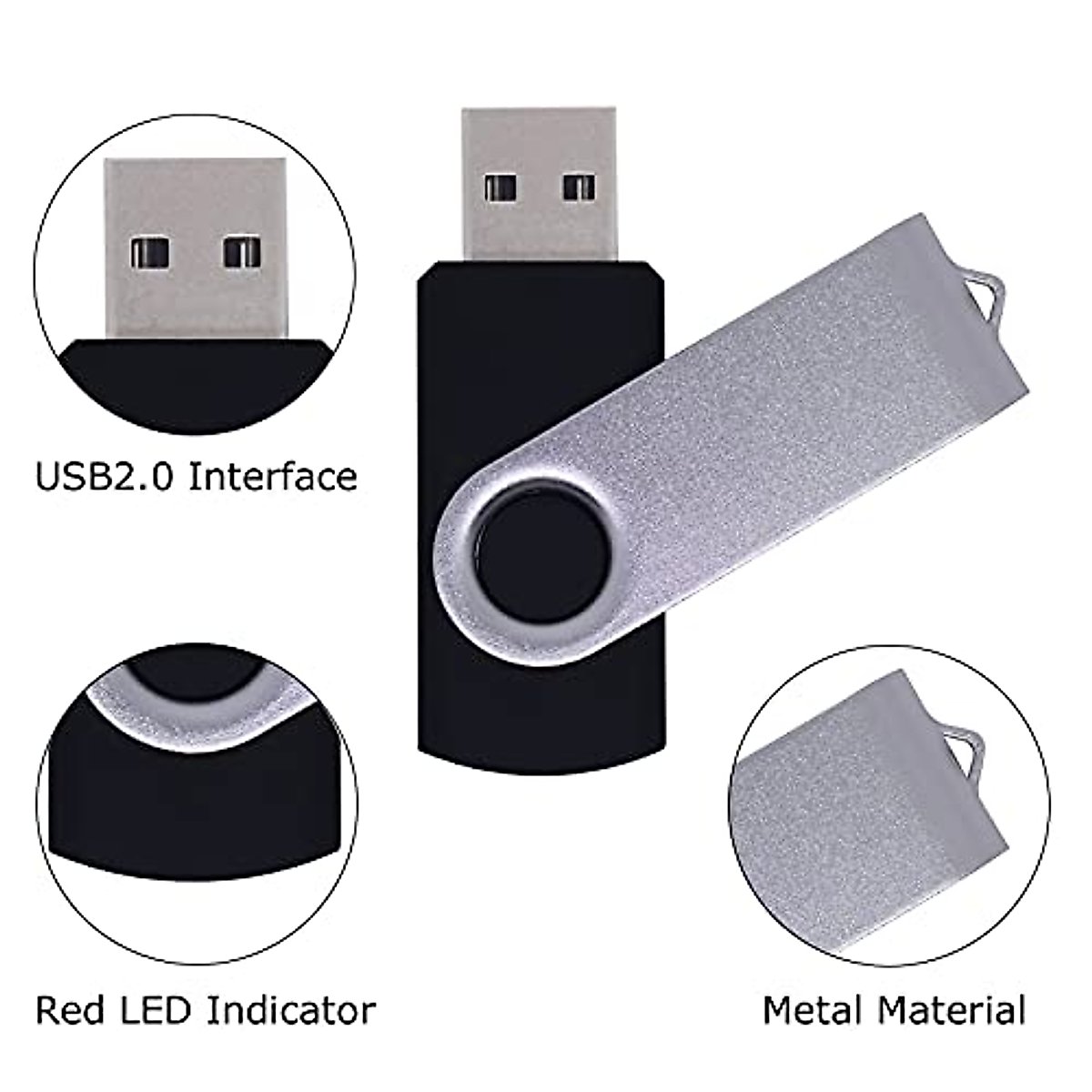 TosMemo USB Flash Drive 16GB Thumb Drive USB 2.0 Flash Drive Swivel Jump Drive Pen Drive Memory Stick for Data Storage(2 Pack,Black & Blue)
