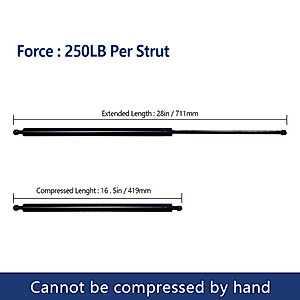 28Inch 300Lb Gas Struts Spring Shock Fit for Heavy-Duty Sled Trailer Tonneau Cover Trap Door Murphy Bed Truck Cover 1335N Gas Strut Shocks Lift Support Replace SF280M300 2Pcs