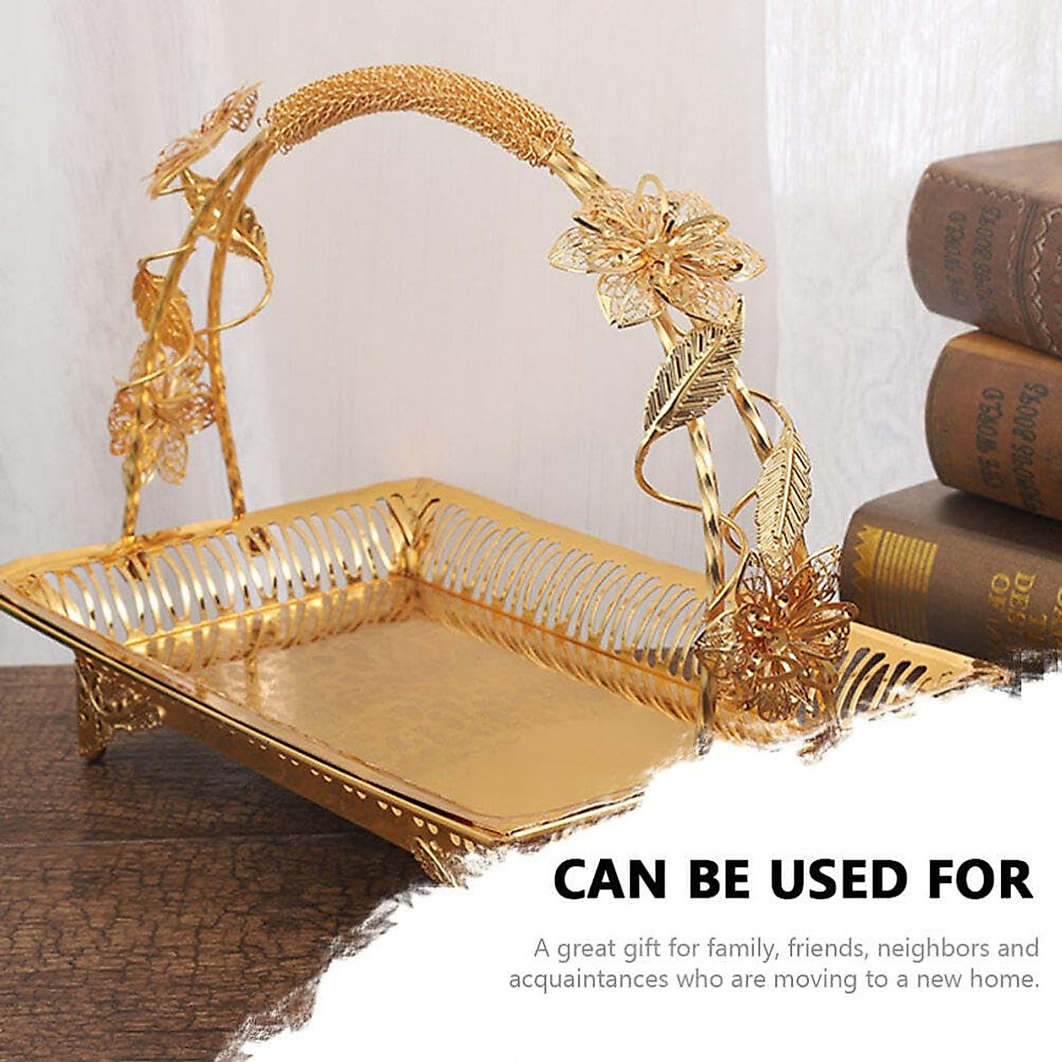 Cabilock Countertop Fruit Basket Bowl Vegetable Tray Iron Handle Fruit Basket European Style Metal Snack Serving Plate Nuts Bread Storage Tray Vintage Containers Dish Candy Holder