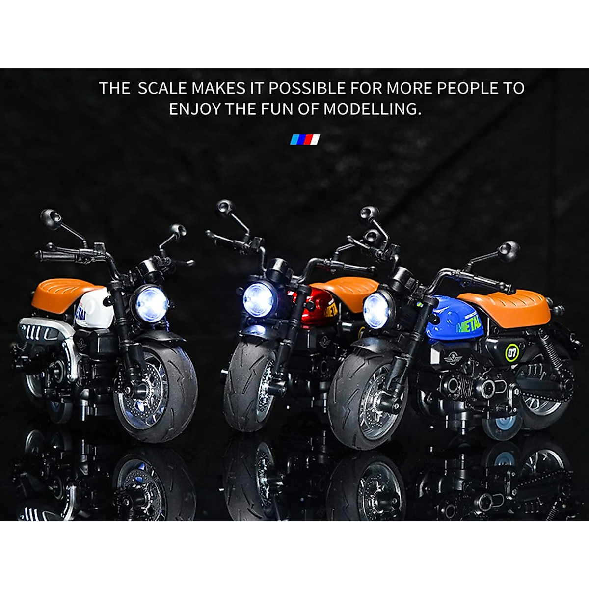 Gilumza Pull Back Motorcycle Toys, Tiny Gift with Music Lighting, Classic Motorcycles Toy for Boys Kids Age 3 4 5 6 7 8 Year Old (White)