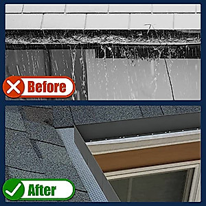 Pearwow Gutter Valley Splash Guard,Aluminum Rain Diverter Roofing Gutter Splash Guards for Valley,Corner or Straight,10 Inch Each (4 Pcs Black)