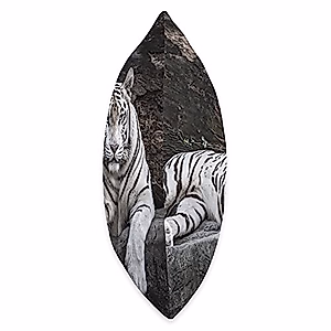 Big Cat white Tiger Face Safari Photography Bengal Tiger idian Animal Wildlife Black White Photo Throw Pillow, 18x18, Multicolor