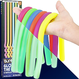 BUNMO Glow in The Dark Stretchy Strings 6pk | Calming Sensory Toy | Perfect Fidget Toy for Anxiety & Stress | Addictive & Fun | Party Favors for Kids | Stimulating & Soothing Fidget Toy