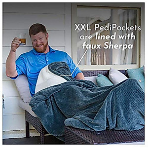 PediPocket XXL Patented Foot Pocket Blanket – Gorgeous Gunmetal – Extra Large 60” x 84” with 30” Deep Foot Pocket, Plush Fleece Blanket - Everyday Luxurious Comfort, Machine Washable, Great Gift Idea