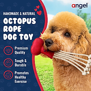 Angel Pet Supplies Octopus Natural Rope Dog Toy | Durable Large Dog Toy | Interactive & Mental Stimulation | Handmade | Puppy & Dog Toy