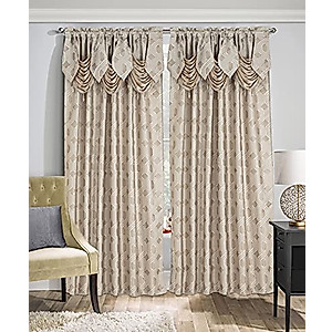 Glory Rugs 2pc Curtain Set with Panel Attached Valance and Backing 55"X84" Each Ragad Collection
