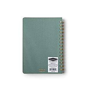 DesignWorks Ink A5 6" x 8.25" Juniper Green Textured Paper Notebook Journal with Gold Accents, Lined Pages, and Durable Spiral Binding for Work, Writing, Journaling