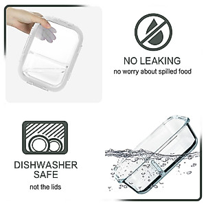 M MCIRCO [10-Pack,22 Oz Glass Meal Prep Containers 2 Compartments, Airtight Glass Lunch Bento Boxes with Lids, Glass Food Storage Containers, Microwave, Oven, Freezer and Dishwasher Friendly, White