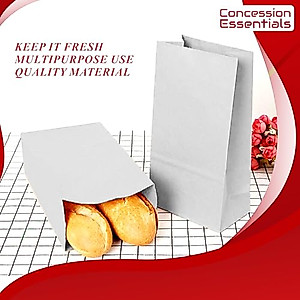 Concession Essentials 4lb White Paper Bags - Pack of 150ct. White Paper Lunch Bags. Great for Holiday Cookie Bags and Arts and Crafts., (CEwhite4lbPaperBag-150CT)