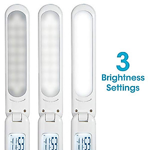 OttLite Travel LED Task Lamp with ClearSun LED Technology - Cordless, Digital Display & Touch Activated Controls - Portable Desk Lamp with Rechargeable Battery - for Home Reading, Office