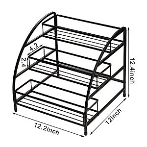 SOUJOY Coffee Syrup Rack Organizer, 9-12 Bottles Wine Holder Stand, 3-Tier Metal Wire Countertop Storage Rack, Freestanding Shelves for Coffee Bar Station, Kitchen, Syrup Wine Dressing Cocktail