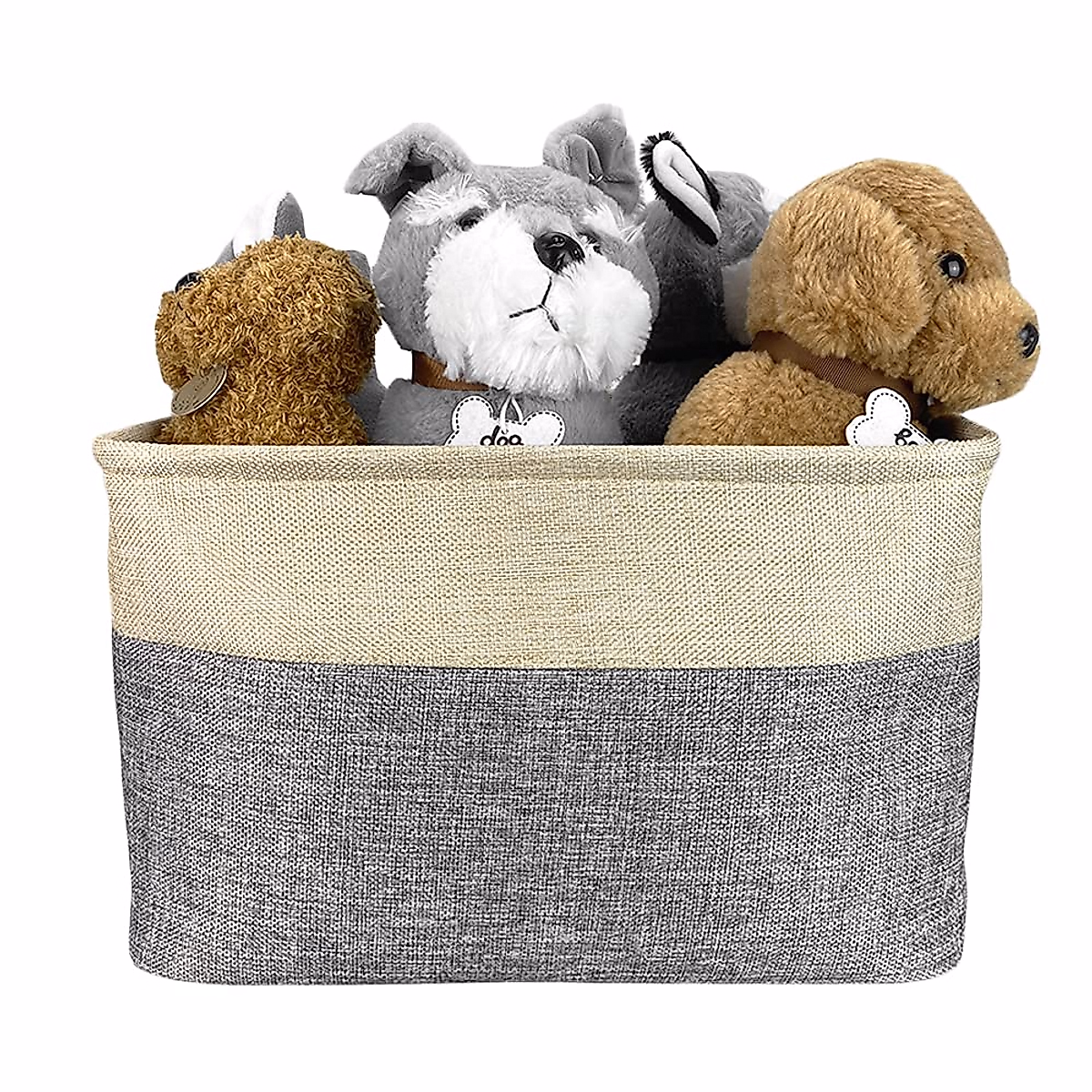 MALIHONG Personalized Foldable Storage Basket with Lovely Dog Mastiff Collapsible Sturdy Fabric Bone Pet Toys Storage Bin Cube with Handles for Organizing Shelf Home Closet, Grey and White