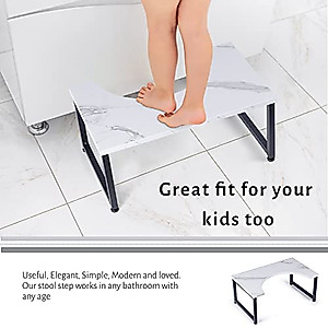 Toilet Step Stool - Potty Step Stool for Adults and Kids - Wooden Marble MDF - Improve Bowel Health and Relieve Constipation with Squatting Position