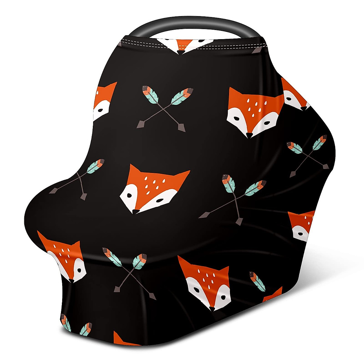 Baby Car Seat Stroller Covers Feather Arrows and Fox Nursing Cover Breastfeeding Scarf Soft Breathable Stretchy Infant Car Canopy Coverage Carseat Cover for Boys and Girls Multi Use
