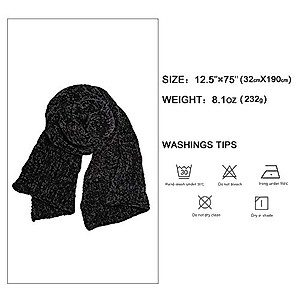SOJOS Lightweight Ultra Soft Chenille Ribbed Thick Scarf Knit Shawl for Women for Fall Winter Shawl Wrap SC326 with Black