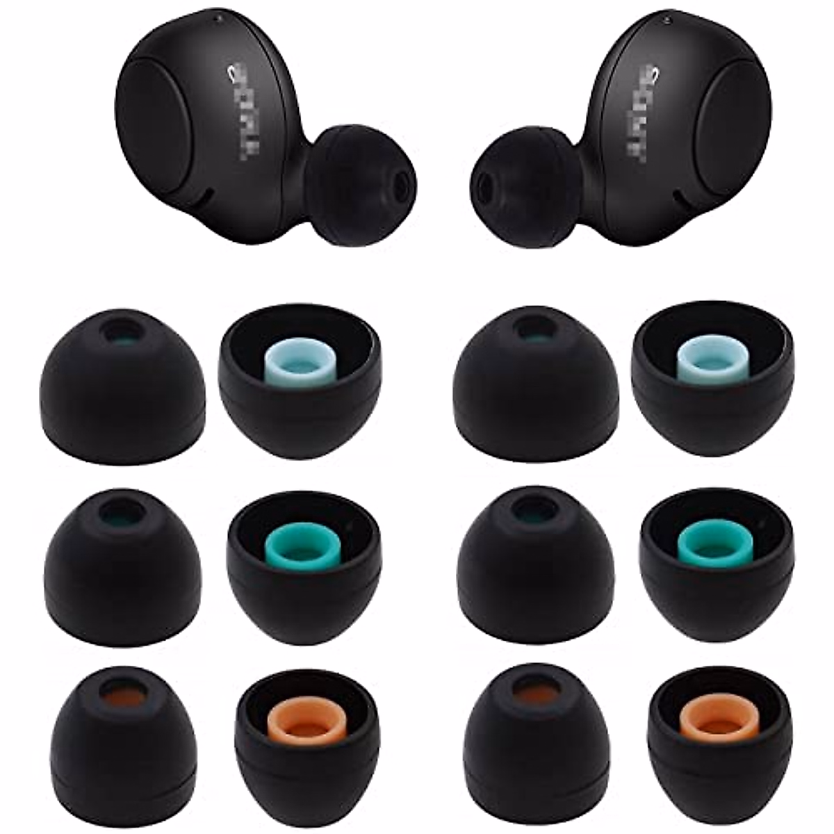 BLLQ Ear Tips Replacement for Sony Earbuds WF WI MDR Series Silicone Earbuds Eartips Compatible with Sony in-Ear Earphone WF-1000XM4 WF-SP800N WF-1000XM3 MDR-XB50AP WI-C310 C200, S/M/L 6 Pairs Black